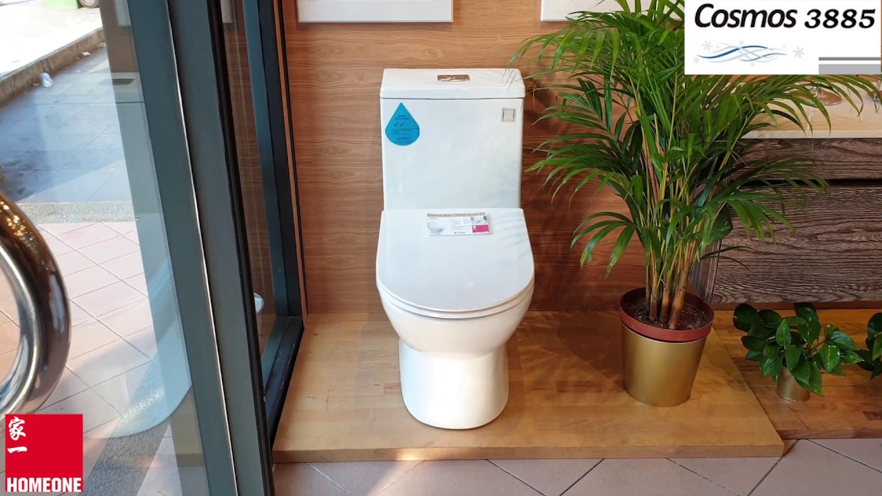 Cosmos 3885 One-Piece Rimless WC at Homeone Singapore - YouTube