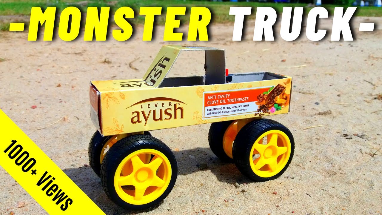 How to make Monster truck at home easy | Toothpaste box toys - YouTube