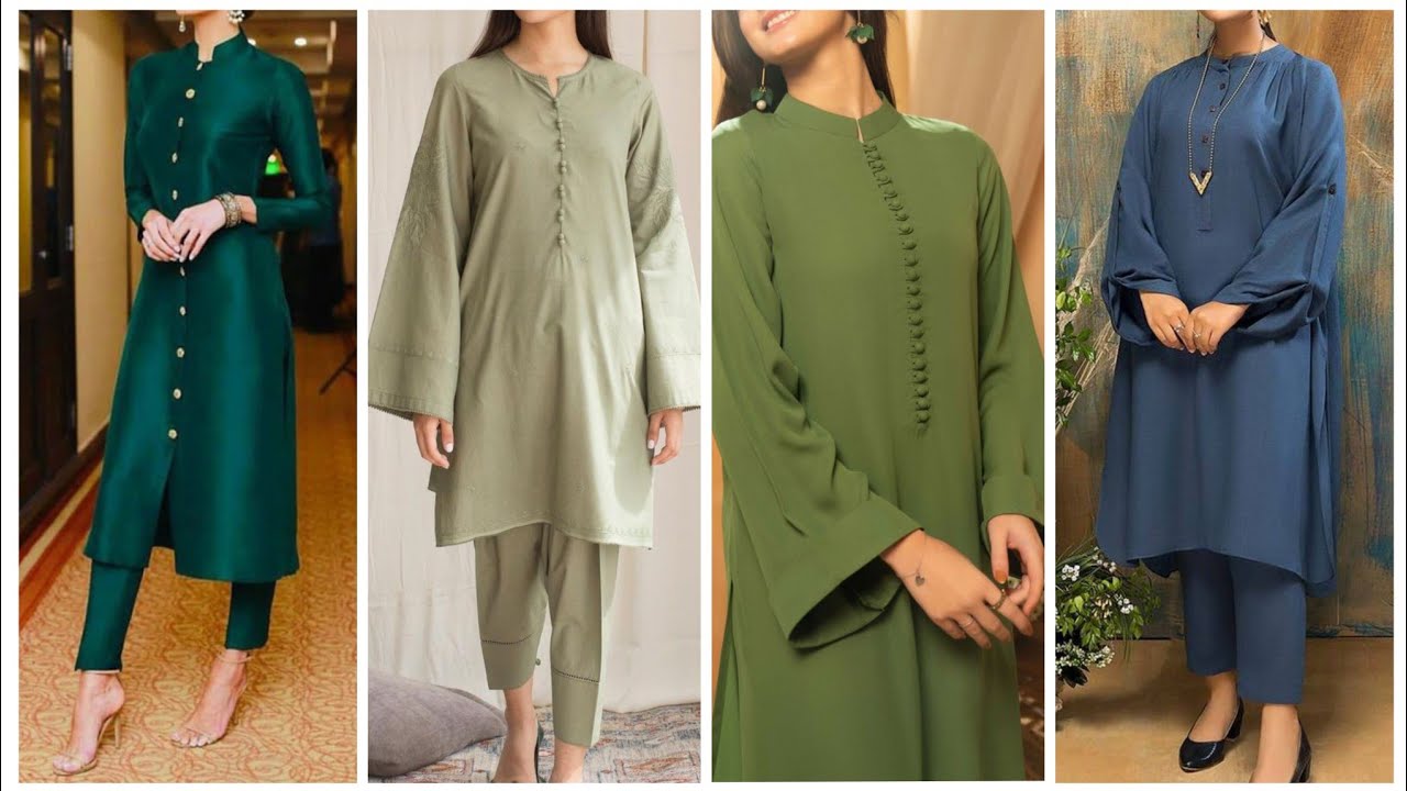 Plain Suits Design Ideas For Pakistani Girls||Stylish Lawn All Plain ...