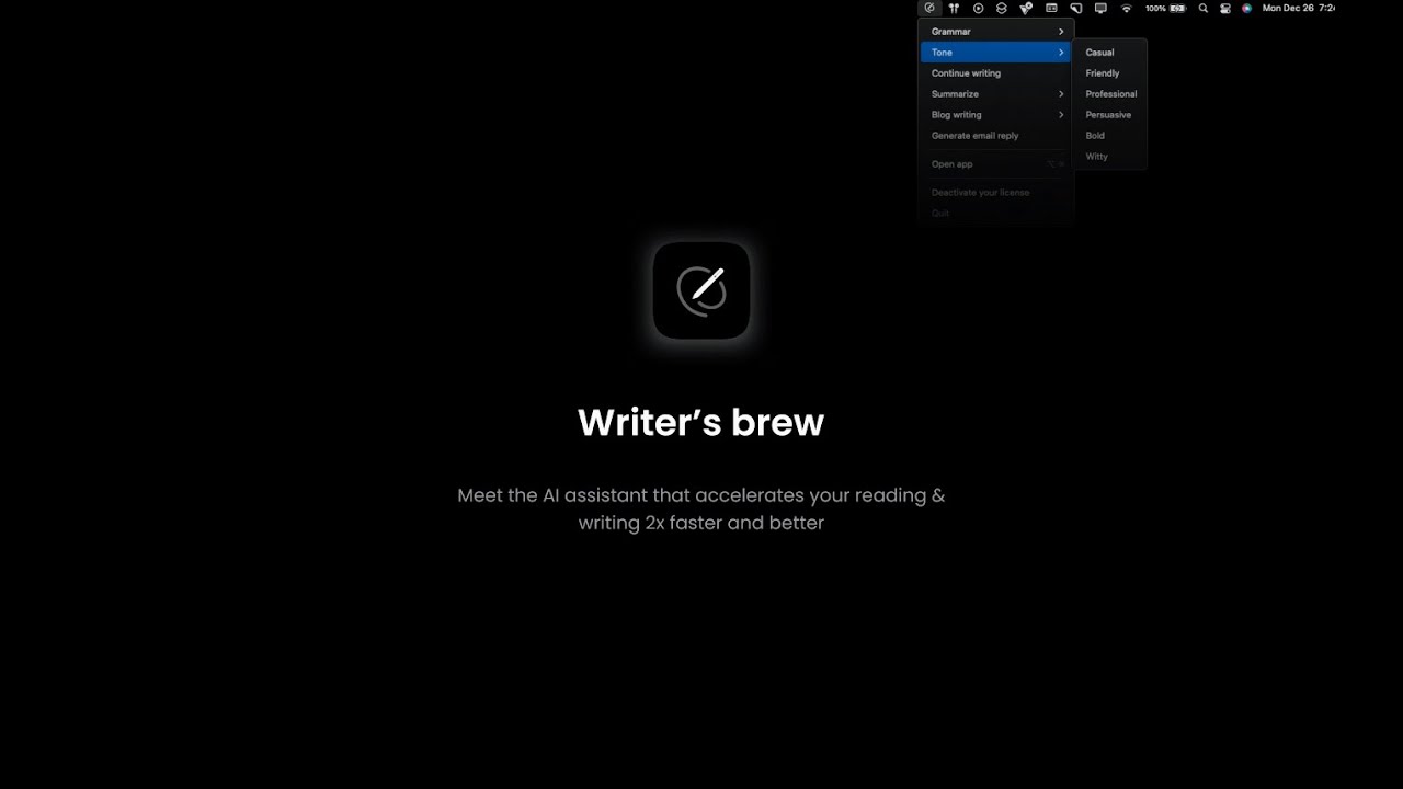 Writers brew AI for macOS - Menu bar feature that works across all apps and browsers - YouTube