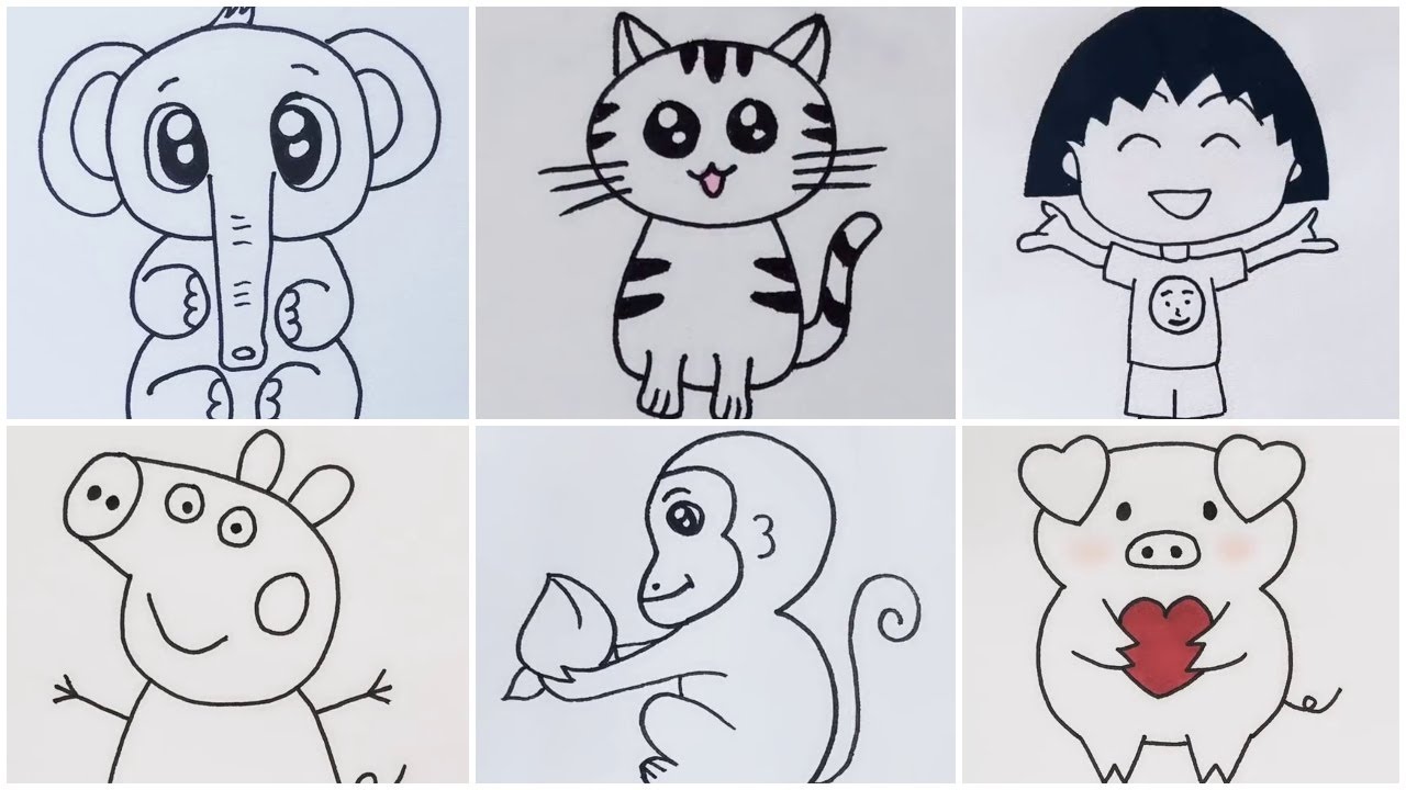Learn to Make in Simple drawing | Animal drawing | Elephant | Monkey ...