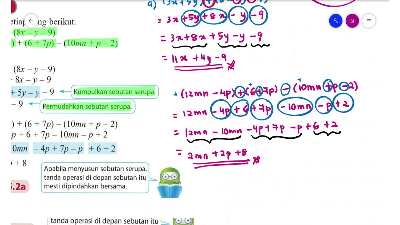 5.2 UNGKAPAN ALGEBRA YANG MELIBATKAN OPERASI ASAS ARITMETIK (MATEMATIK ...