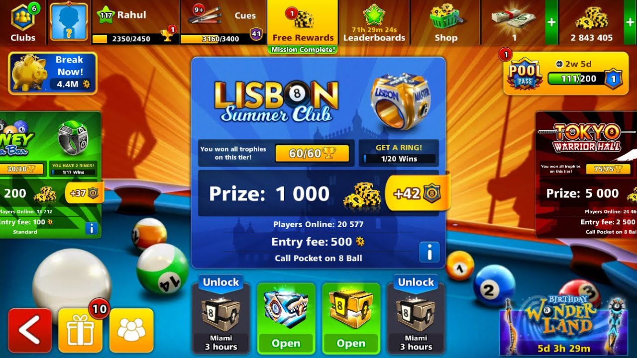 LISBON SUMMER CLUB GAMEPLAY ON 8 BALL POOL - YouTube