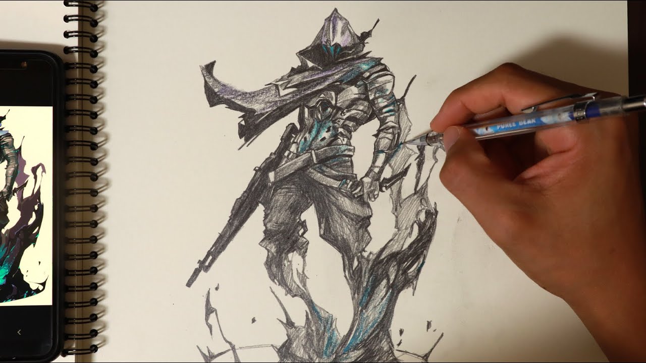 How to draw Valorant omen - YouTube