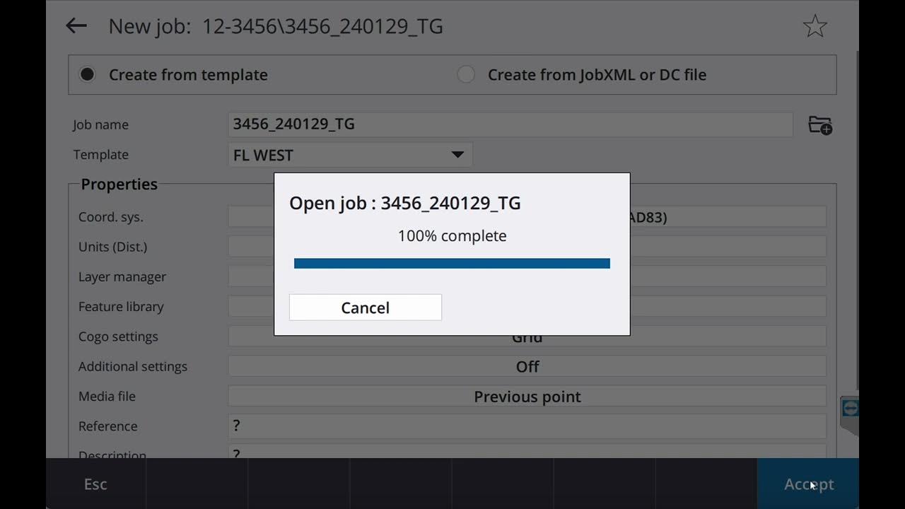 Creating New Project and Job in Trimble Access on TSC7 - YouTube
