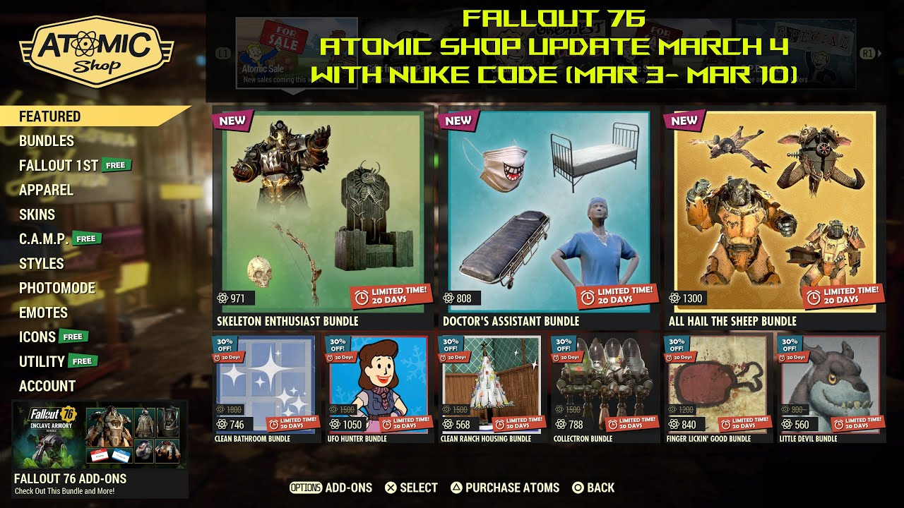 Fallout 76 Atomic Shop Update March 4 2025 with Nuke Codes - YouTube