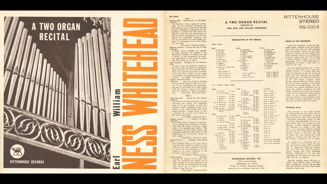 A Two Organ Recital | Earl Ness and William Whitehead | First Baptist ...