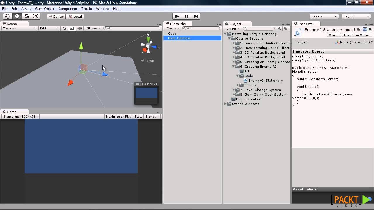 Mastering Unity 4 Scripting Tutorial Create Stationary Enemy Ai Youtube