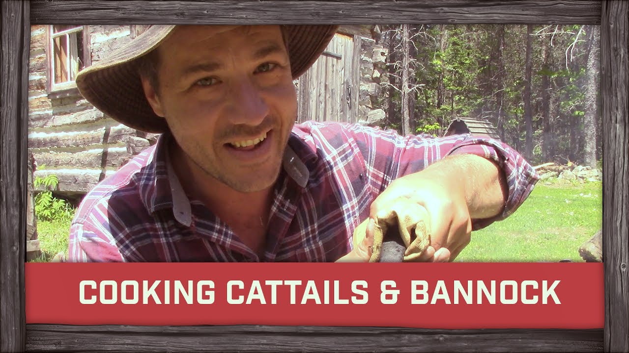 Cooking Cattails & Bannock at the Log Cabin! - YouTube