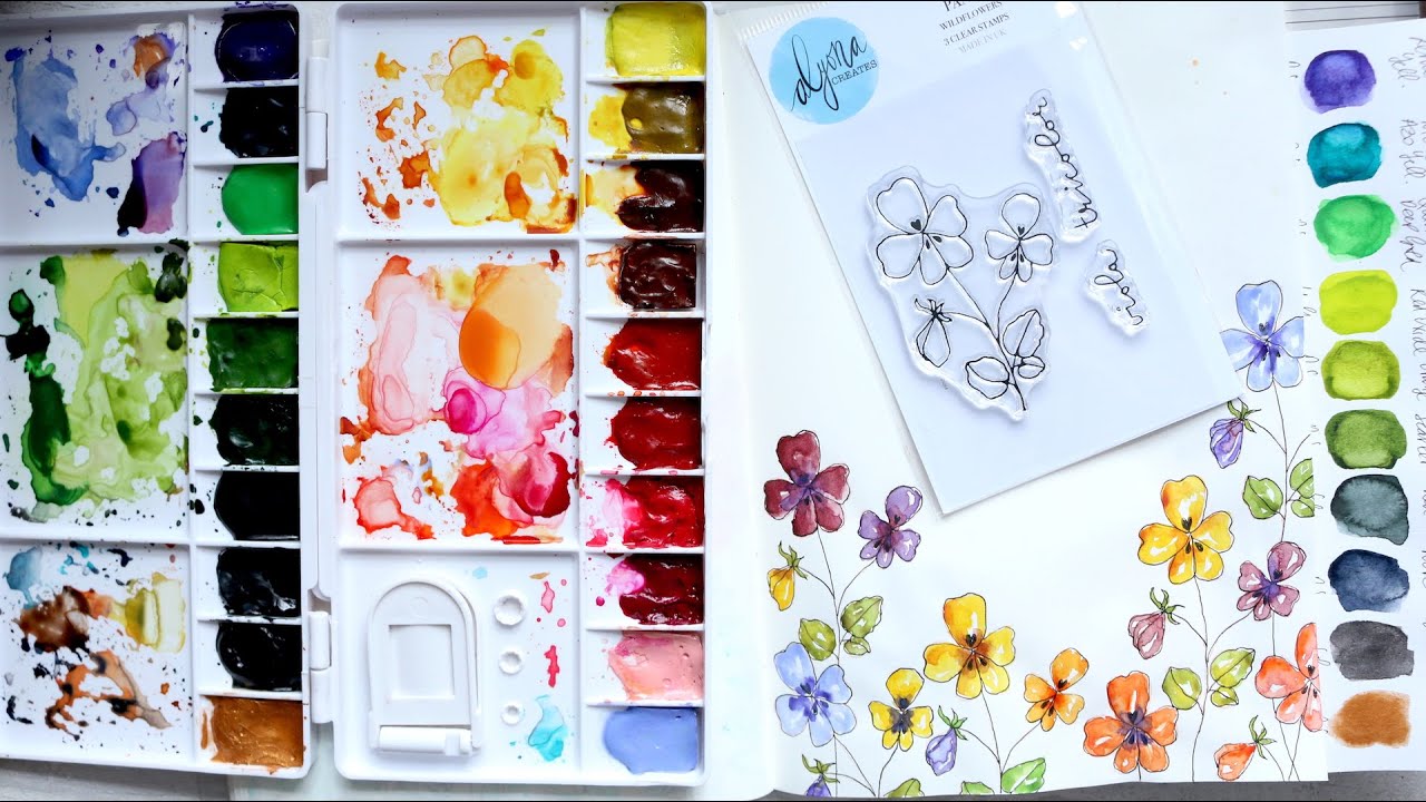 Pansy Wildflowers Meadow | Watercolour Tutorial [Real Time!] - YouTube