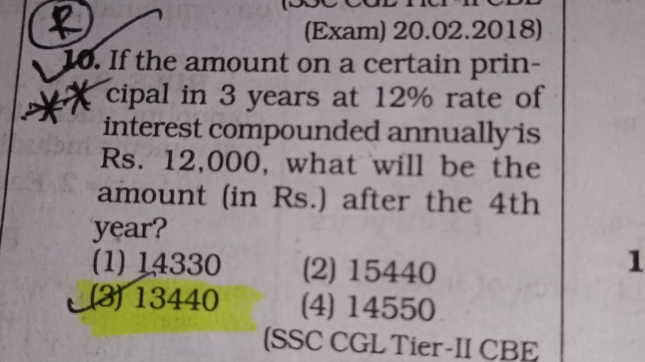 if the amount on a certain sum in 3 years at 12% rate of interest ...