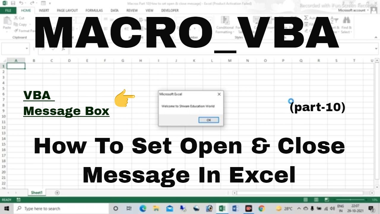 Macros VBA How To Set Open Close Message In Excel Excel VBA Macro Beginners Tutorial Macros VBA How To Set Open Close Message In Excel Excel VBA Macro Beginners Tutorial