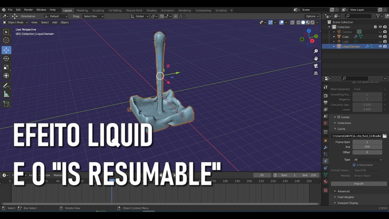 Blender 3D - EFEITO LIQUID E O "IS RESUMABLE" - YouTube