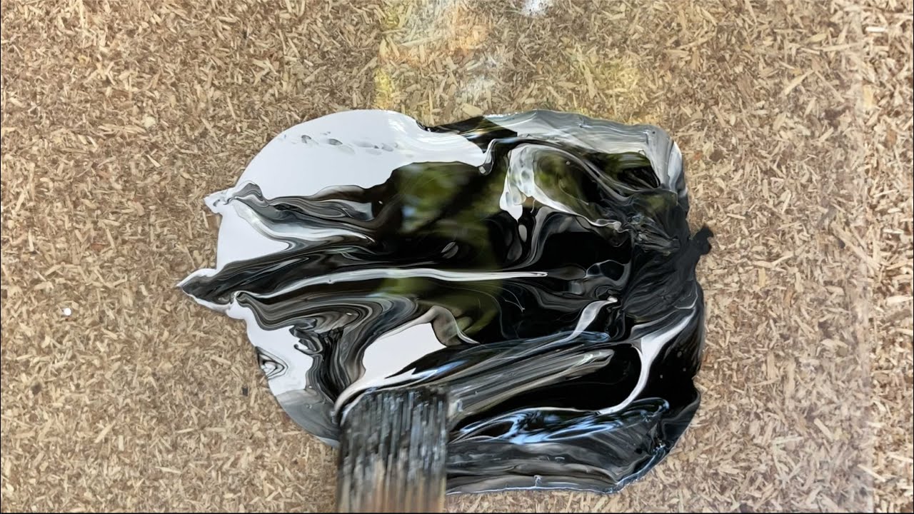 BLACK AND WHITE POUR PAINTING/ Fluid Art/ Acrylic Fluid painting ...