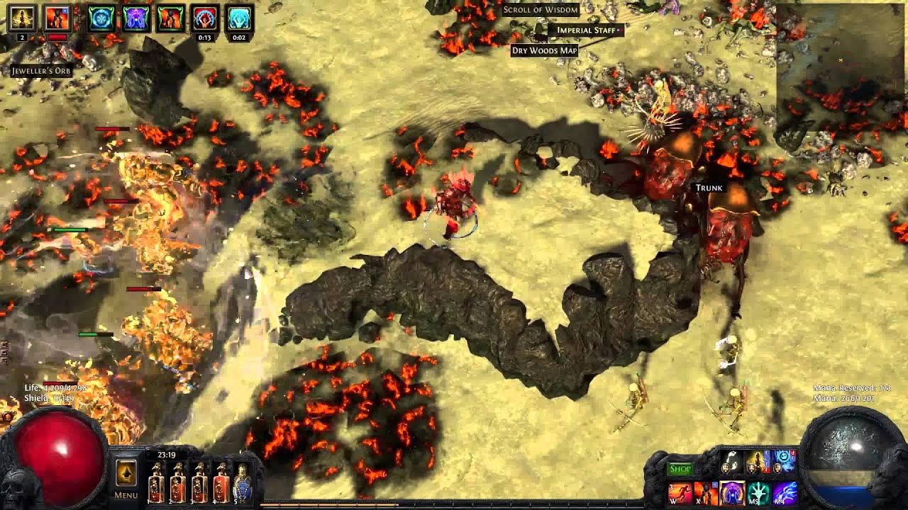 Path of Exile Shockwave Totem Vs level 75 Canyon map - YouTube