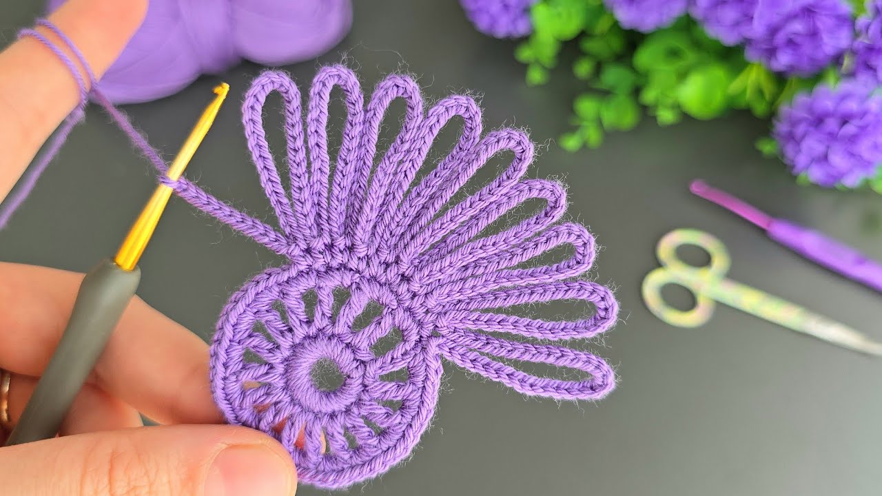 INCREDIBLE 😯 BEAUTIFUL🥰How to Crochet a Beautiful Purple Flower Step by ...