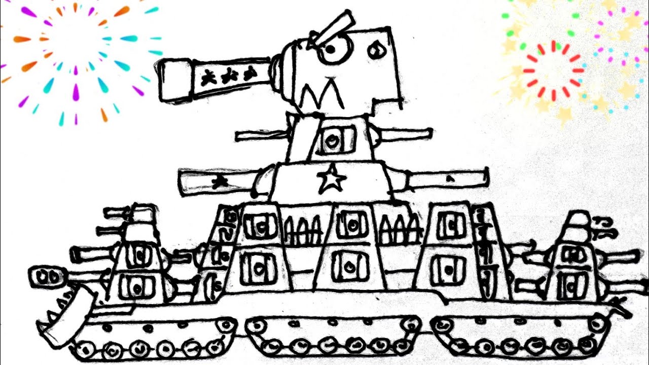 Drawing a tank, kv 44. วาดรูปรถถังใหญ่, - YouTube