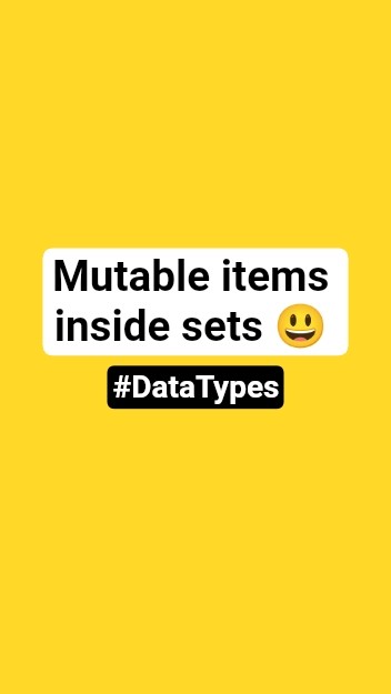 Mutable items inside sets (Data Types) #python #coding #challenge - YouTube