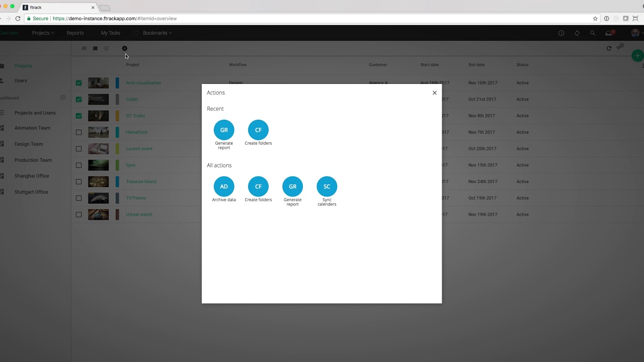 4 - Actions - Project Overview in ftrack Studio - YouTube