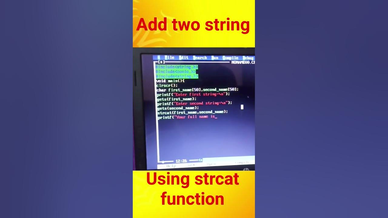 Add Two String Using Strcat Turbo C C Code Coders Youtube Youtube 4164