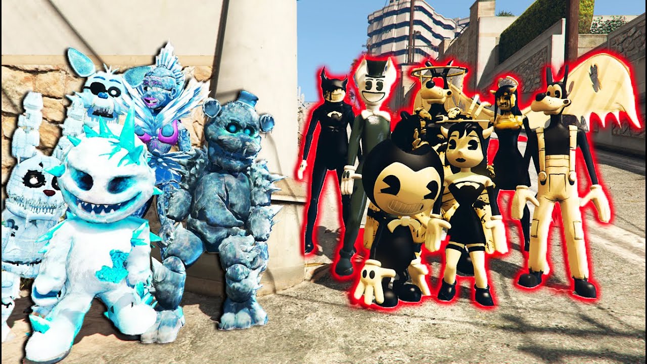 OVERPOWERED BENDY CHARACTERS vs ALL ICE ANIMATRONICS (GTA 5 FNAF Mods ...