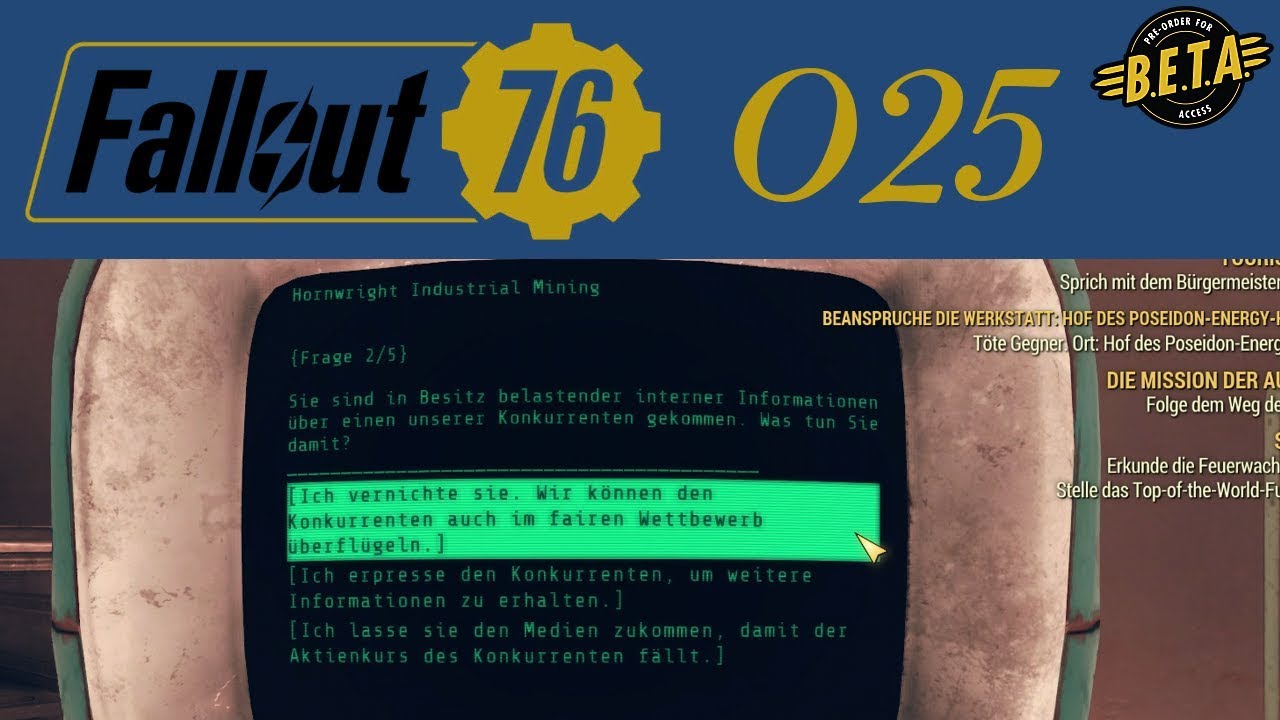 Einstellungstest bei Hornwright | Fallout 76 B.E.T.A. #025 | - YouTube