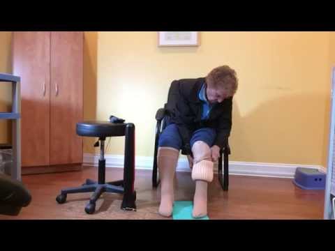 Almost 90 putting on compression stockings