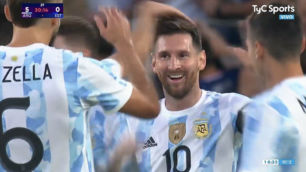 Argentina vs Estonia 5-0 All Goals and Highlights Messi scores 5 goals ...