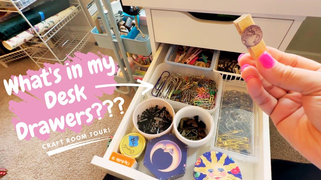 Room Tour: What's in my Desk Drawers?? Craft Room Organization! - YouTube