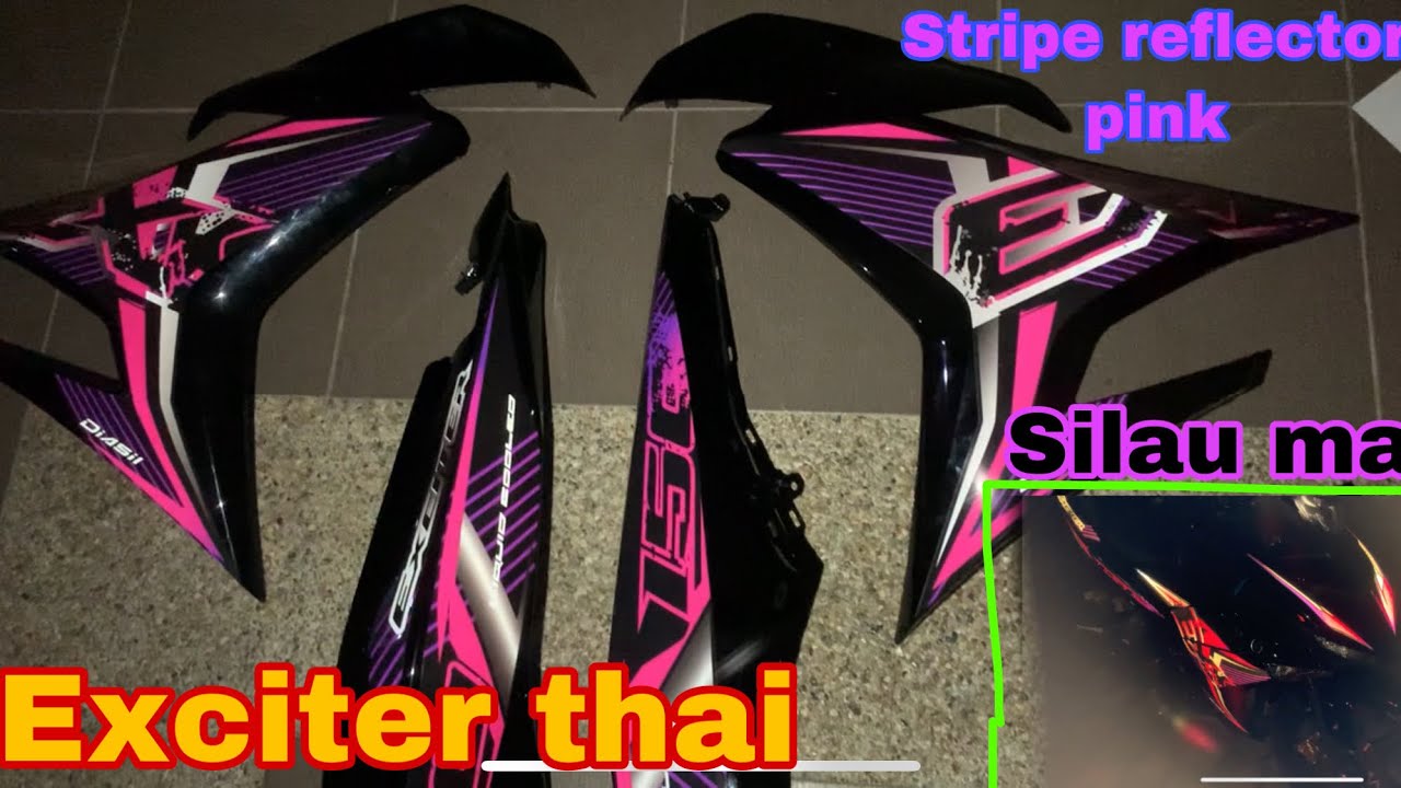 COVERSET EXCITER THAI PINK STRIPE REFLECT - YouTube