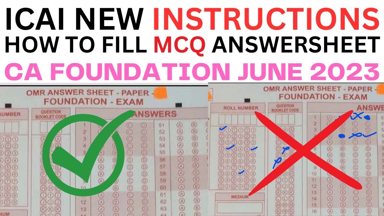 ICAI New Instructions | How to Fill MCQ Asnwersheet | CA Foundation ...