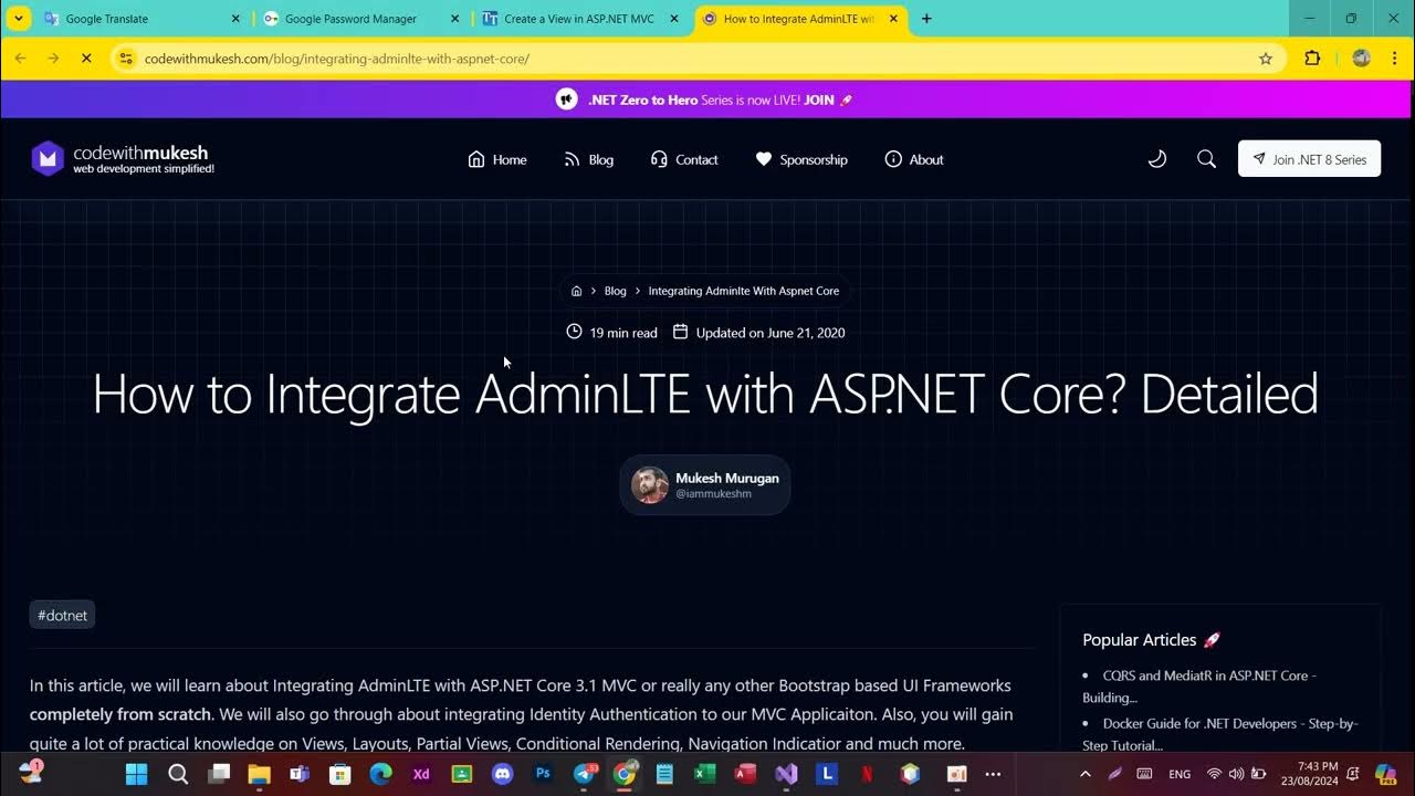 ASP.NET: Week 09 - Practicum AdminLTE Integrated and Deploy to GitHub Repository - YouTube
