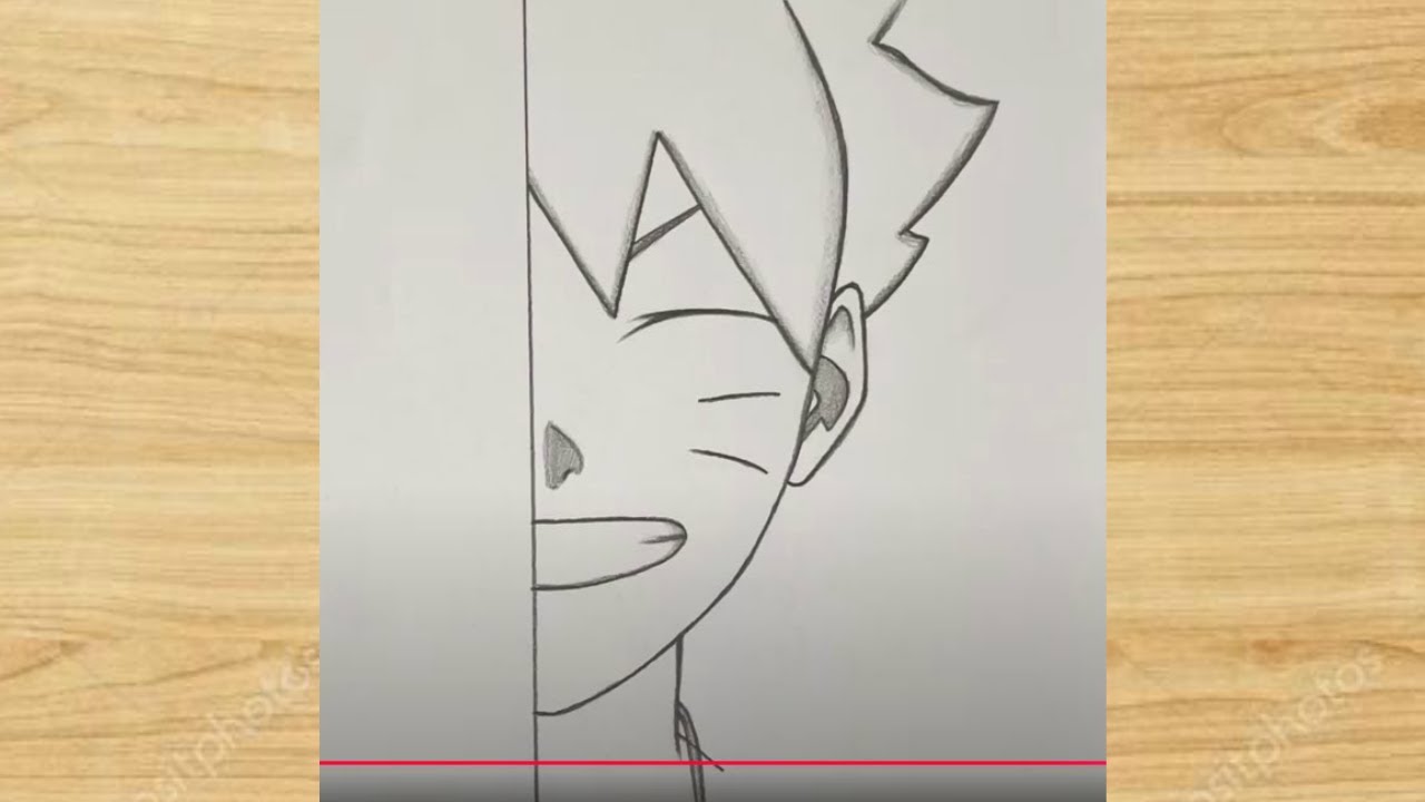 Anime Drawing Easy || how to draw Boruto Uzumaki half face easy step by ...