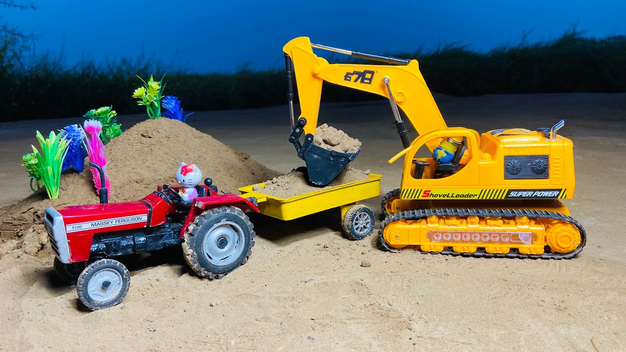 Toy JCB Backhoe 3DX fully loading sand mini massey ferguson tractor ...