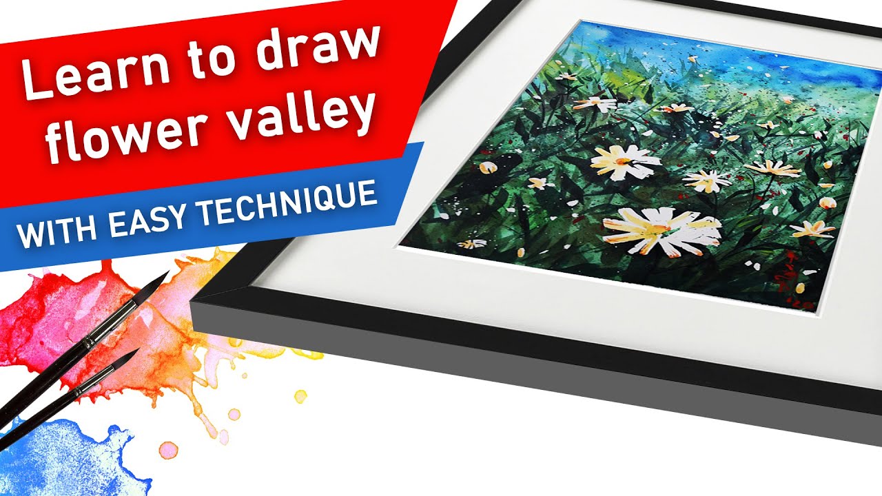 How To Draw Flower Valley With Easy Technique | Learn To Colour Like A ...