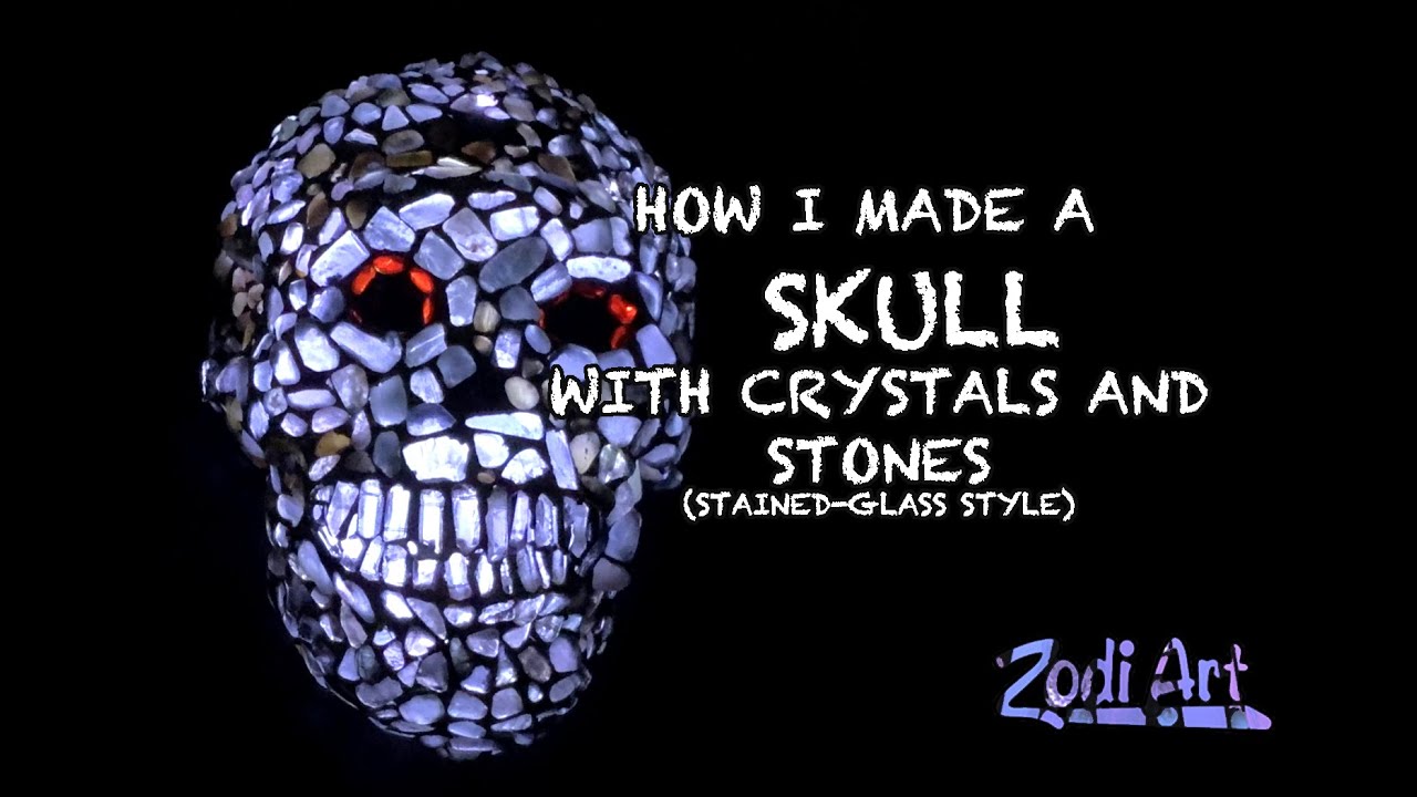 How to make a SKULL with crystals and stones (stained-glass style ...