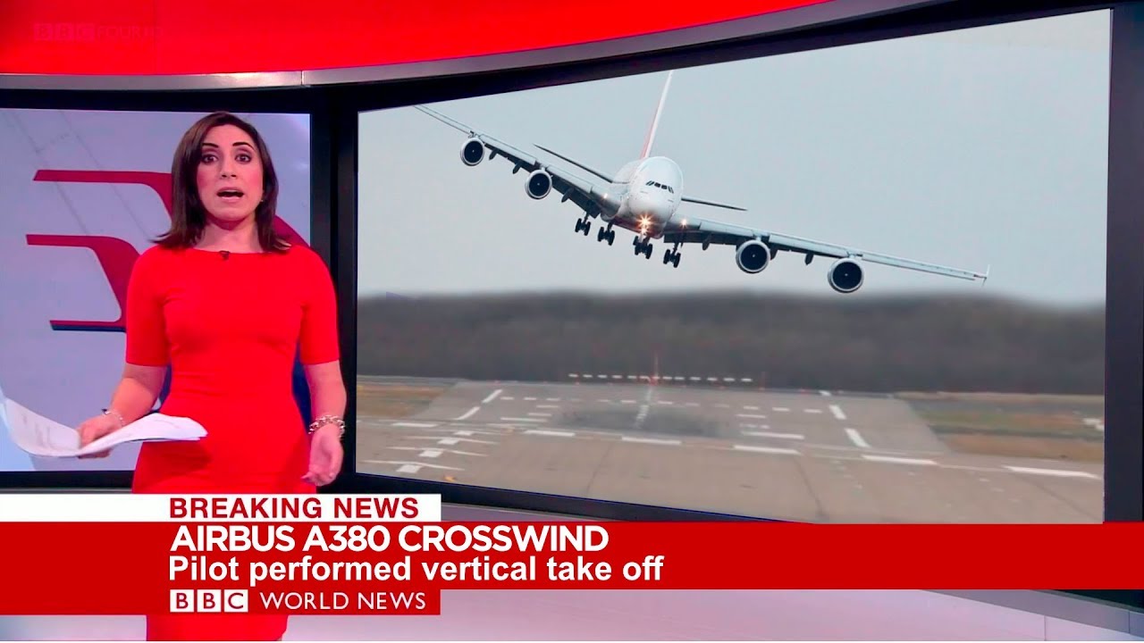 UNBELIEVABLE CROSSWIND TAKE OFF DANGEROUS WEATHER AIRBUS A380 EXTREME ...