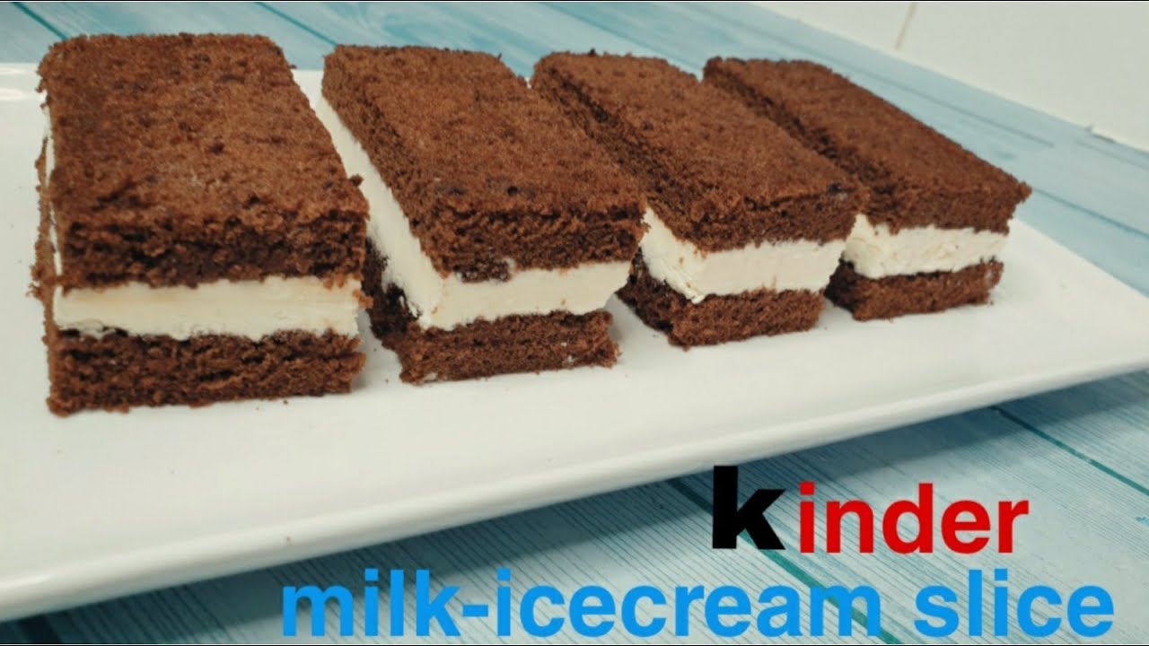 Kinder Milk icecream Slice | Kinder Slice , icecream Cake - YouTube