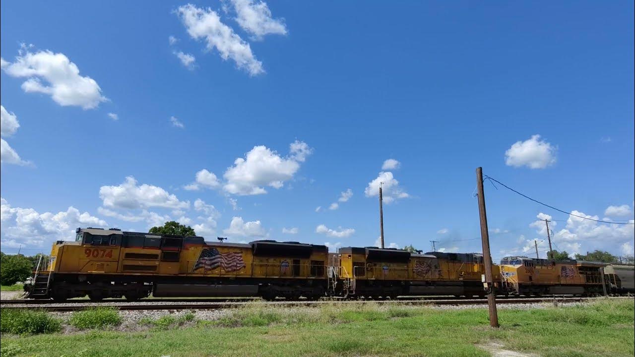Southbound UP 9074/8894/2606, Mixed Freight Train, "Ennis Sub" Thornton, TX 9-7-2022 - YouTube