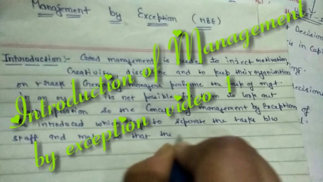 Introduction of management by exception - YouTube