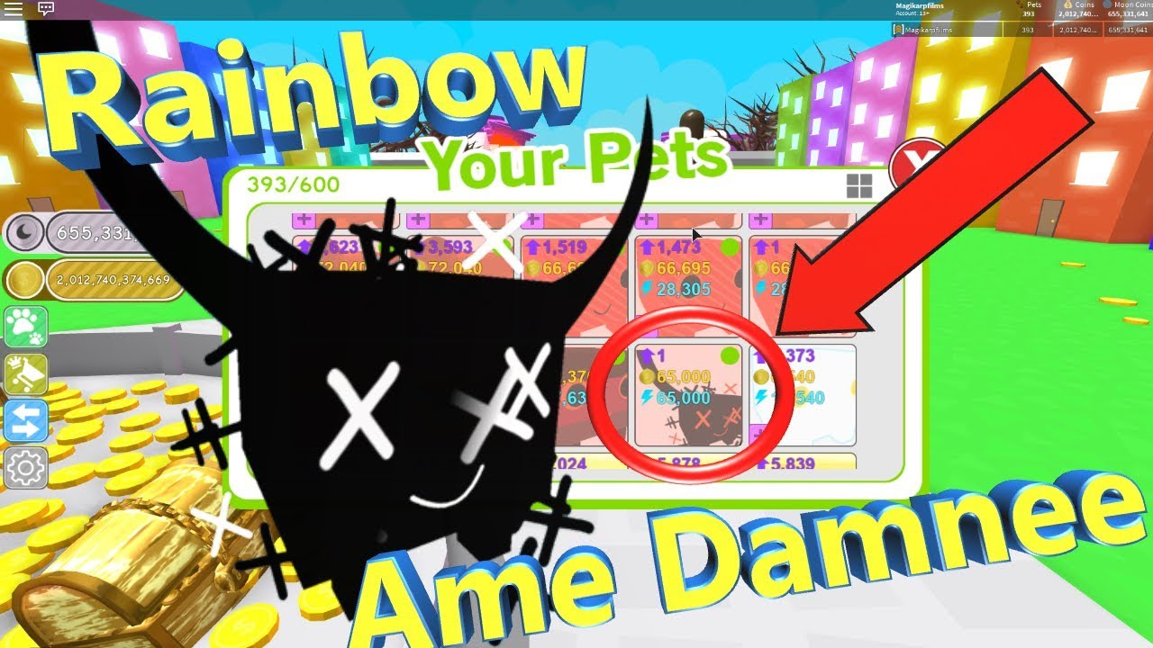 Roblox Pet Simulator Rainbow Ame Damnee - YouTube