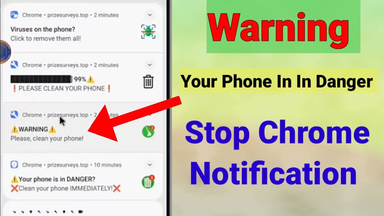 Warning Your Phone is in Danger Notification | Chrome browser ...