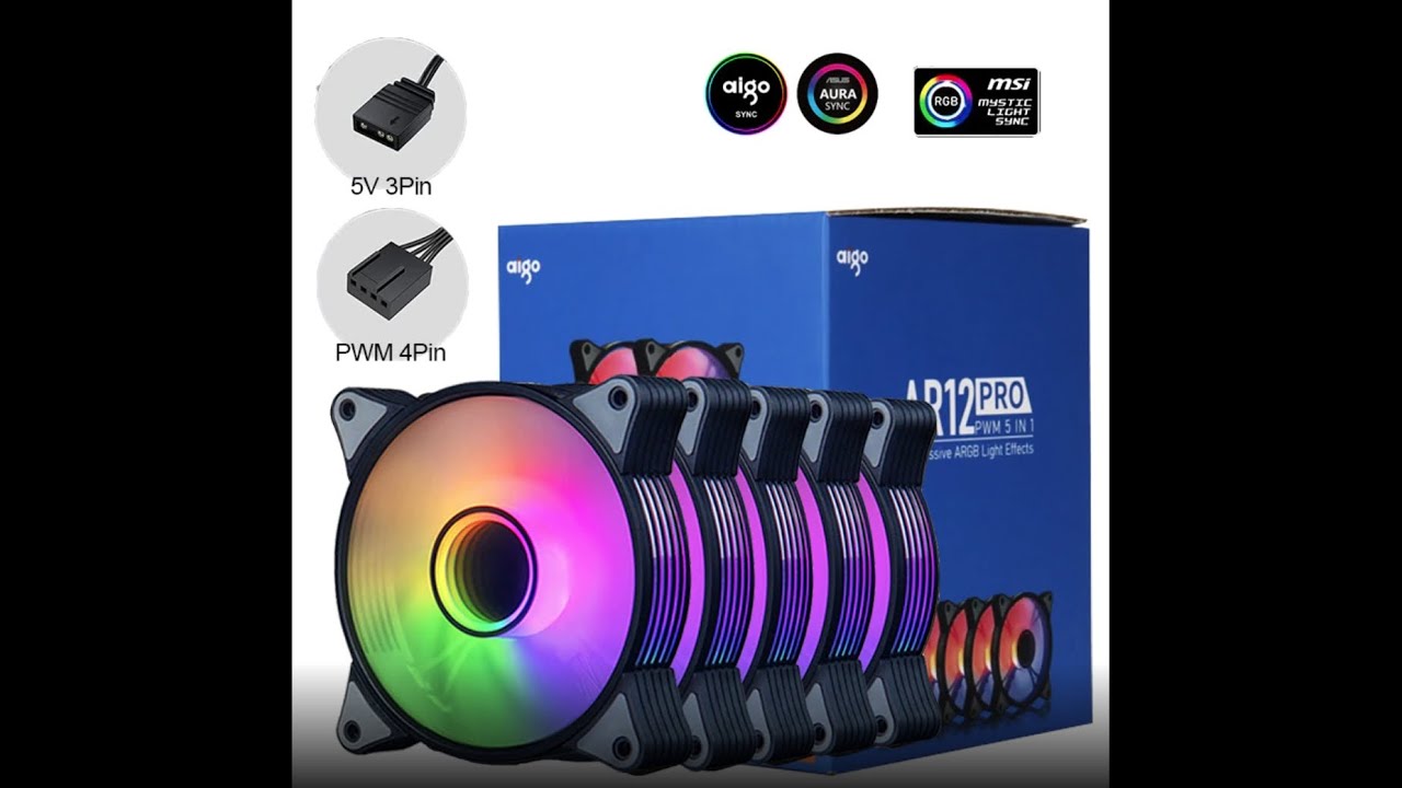 Aigo AR12 120 мм вентиляторы ARGB для ПК системы охлаждени - YouTube