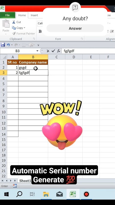 Auto generate serial number in Excel 💯 || #excel #shorts - YouTube