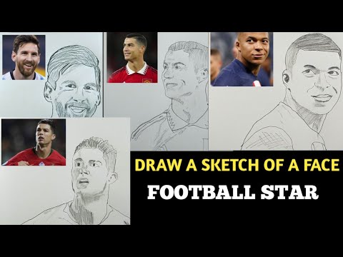 collection of sketches of soccer players' faces - drawing soccer ...