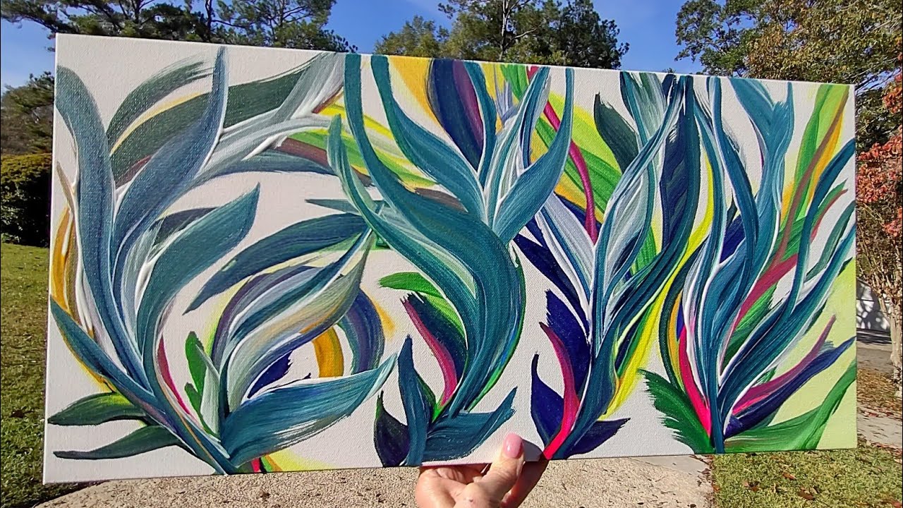 #360 Botanical Abstract Painting @RinskeDouna Friday With Friends - YouTube