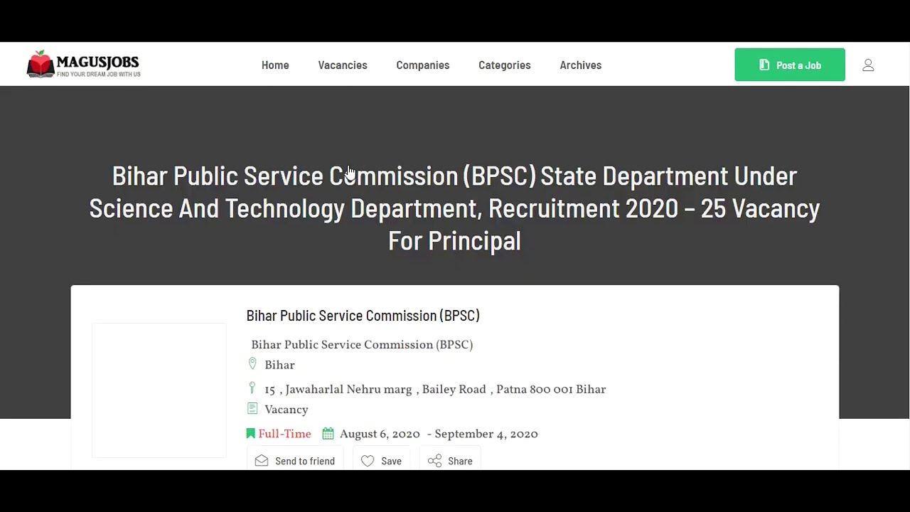Bihar Public Service Commission Recruitment 2020 | 25 Vacancy | BPSC ...