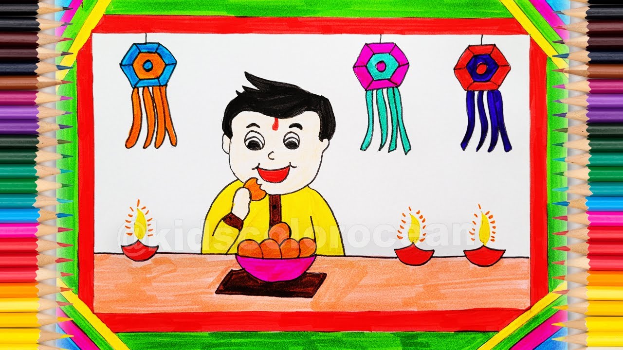 Easy Diwali Festival Drawing | Diwali Special Painting - YouTube