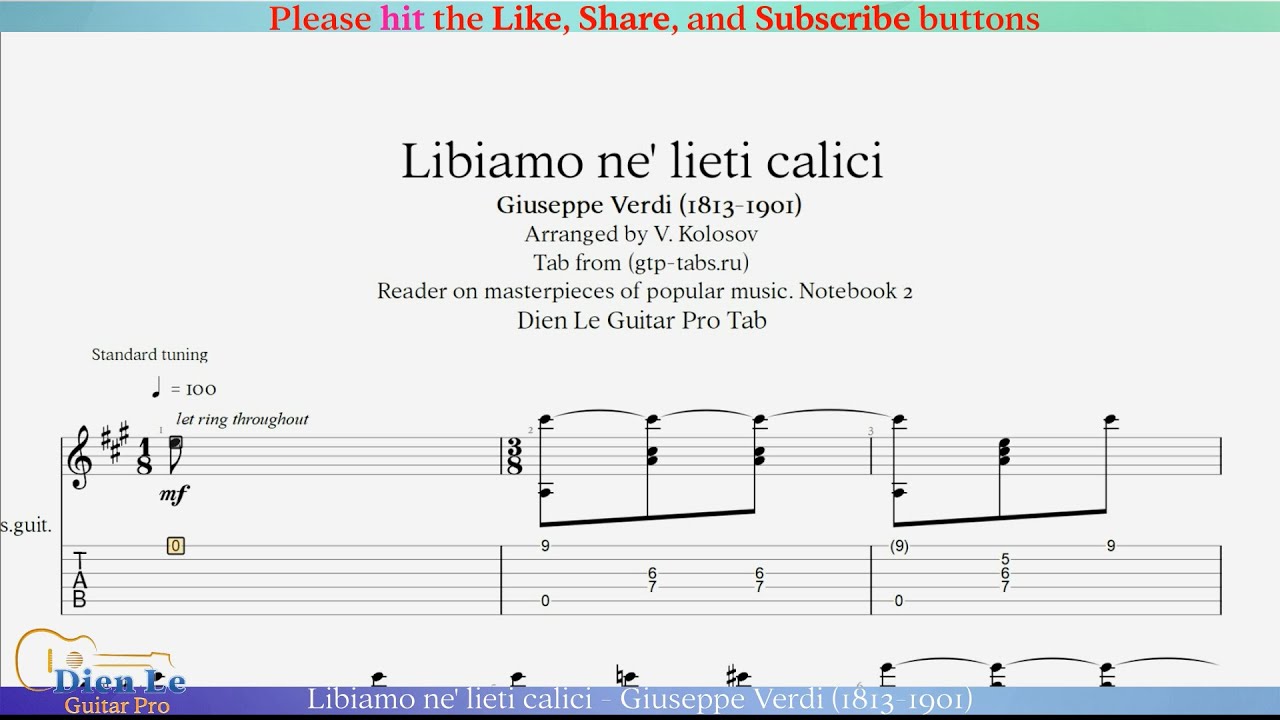 Libiamo ne' lieti calici - Giuseppe Verdi (1813-1901) Arr for Classical ...