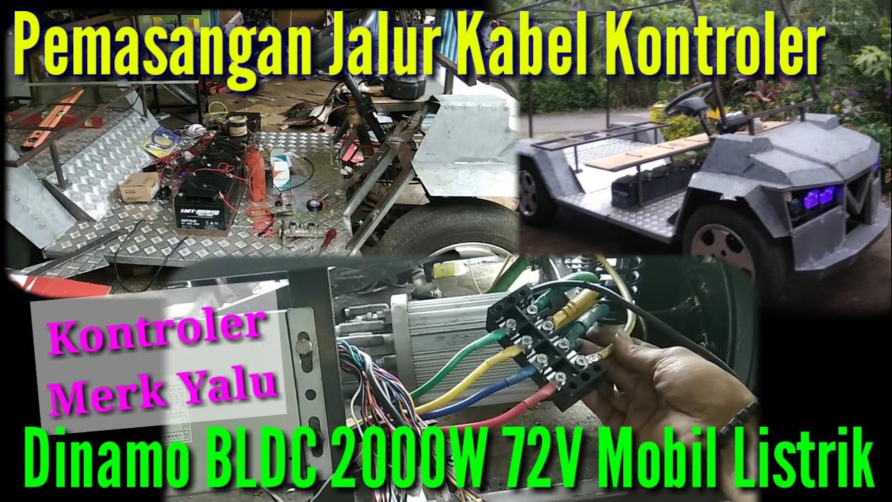 Mobil listrik - Jalur kabel controller BLDC 72V 2000W merk Yalu - YouTube
